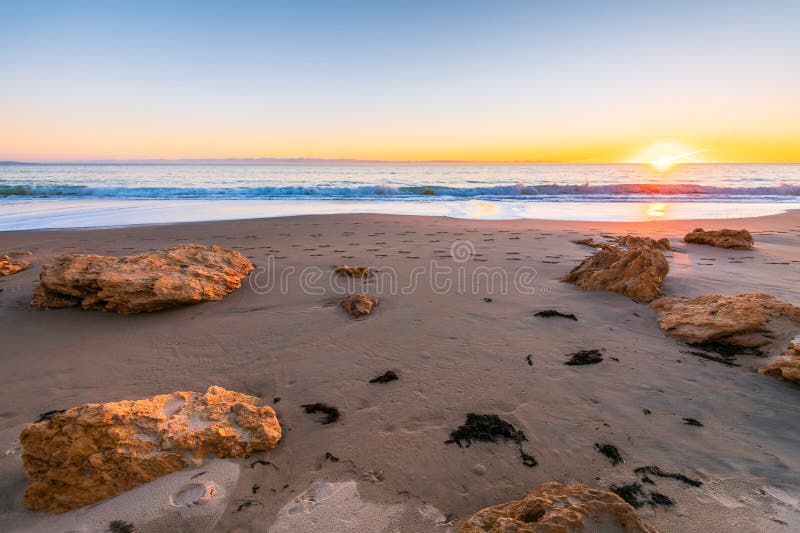 Maslin Beach during sunset stock image. Image of peninsula - 319377755