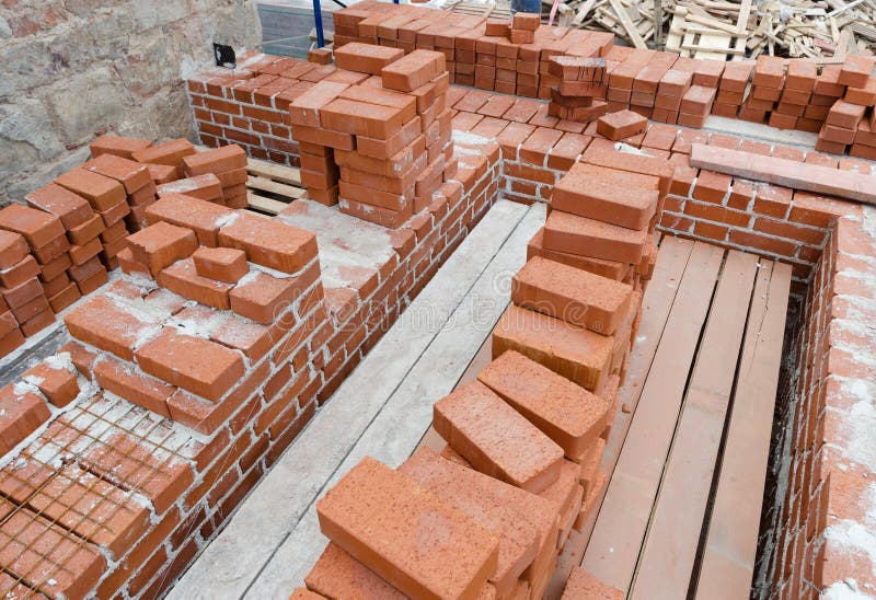 Mason Bricklaying Background with Hammer Stock Image - Image of ...