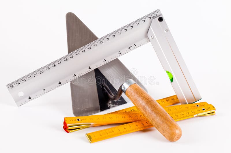 Mason construction tools stock image. Image of level - 24566549