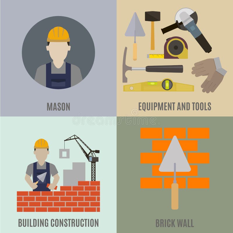 Mason stock vector. Illustration of tools, person, bricklayer - 67082012