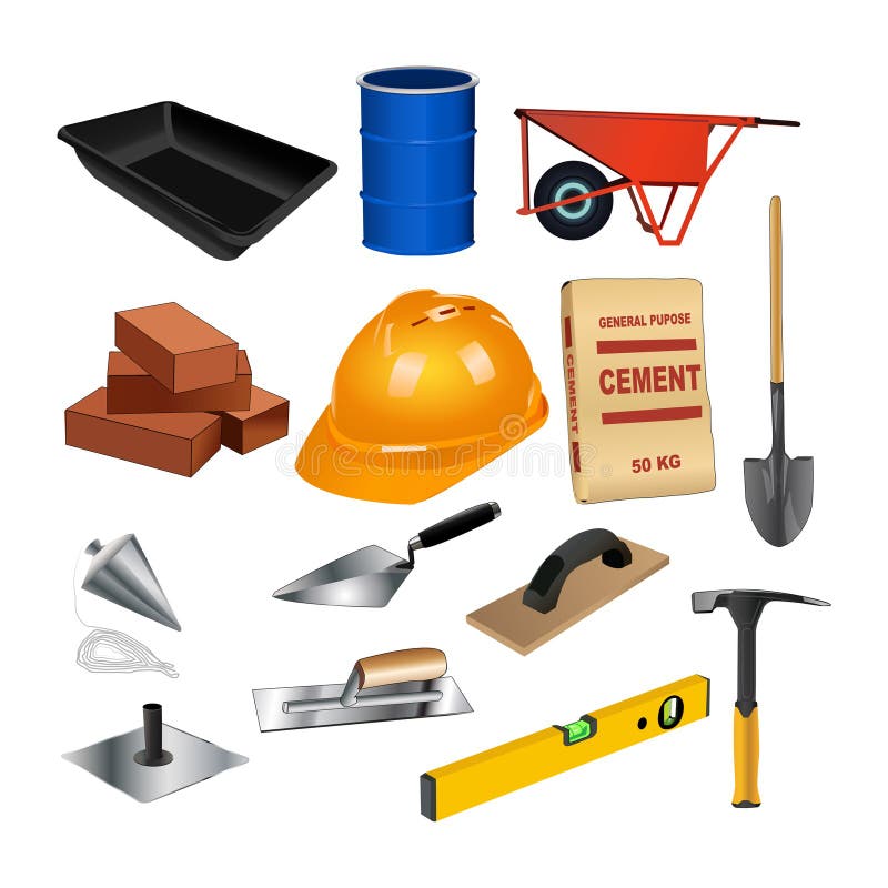 Mason Hand Tools. Big Flat Icon Collection of Hand Tools for ...