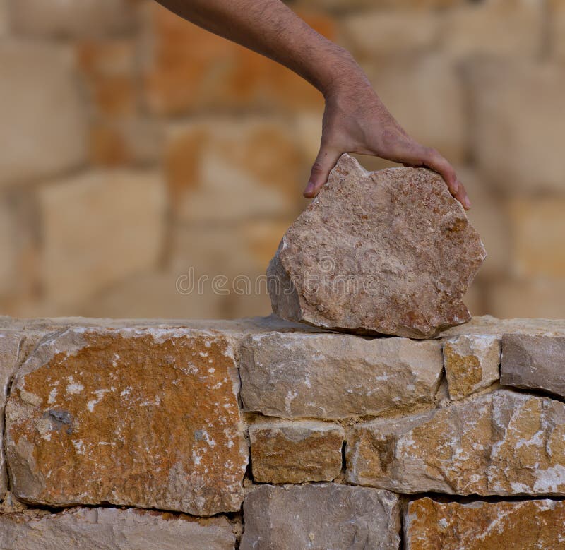 Masonry Mason Stonecutter Man with Hammer Working Stock Photo - Image ...
