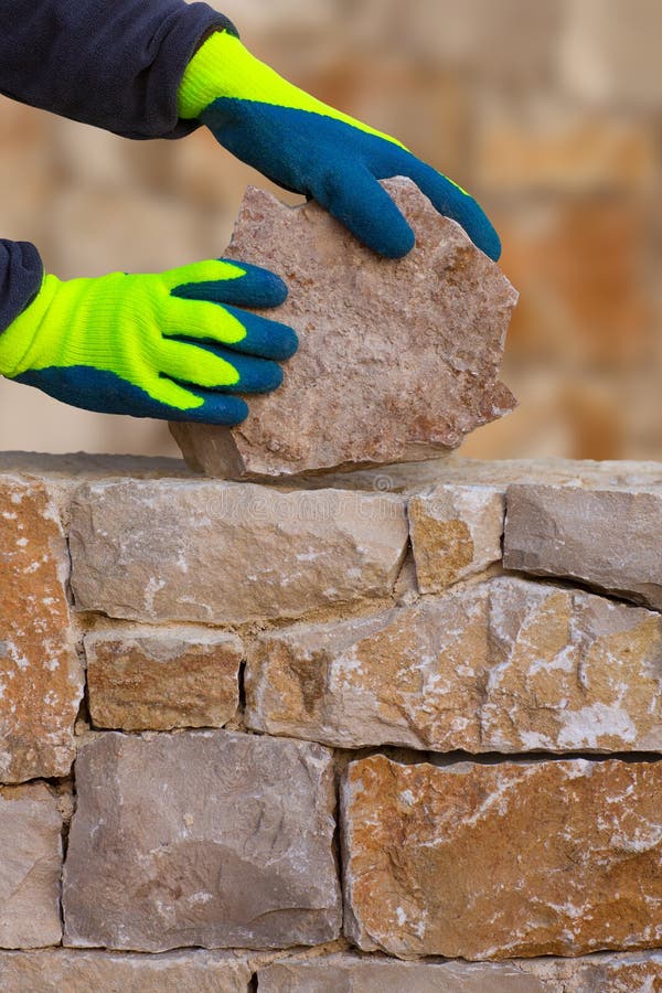 Masonry Mason Stonecutter Man with Hammer Working Stock Photo - Image ...