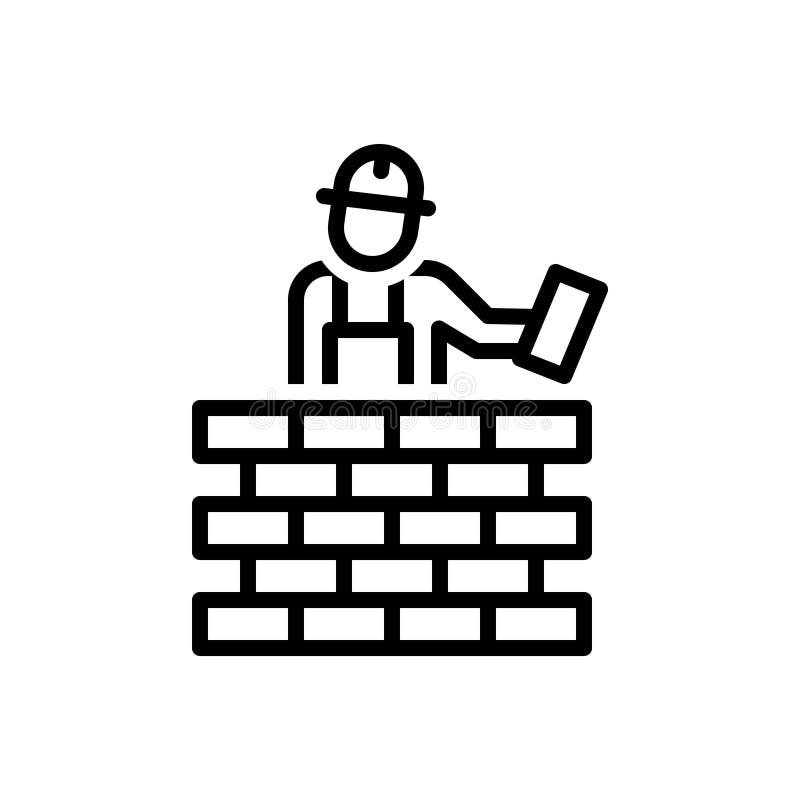 Black Line Icon for Mason, Bricklayer and Masonry Stock Vector ...