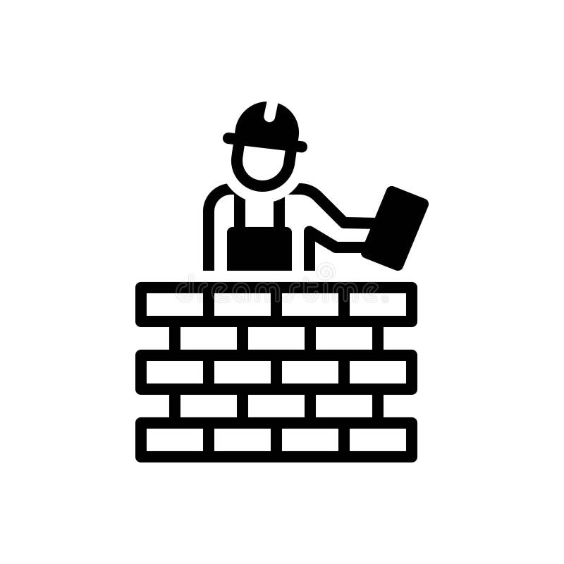 Black Solid Icon for Mason, Bricklayer and Masonry Stock Illustration ...