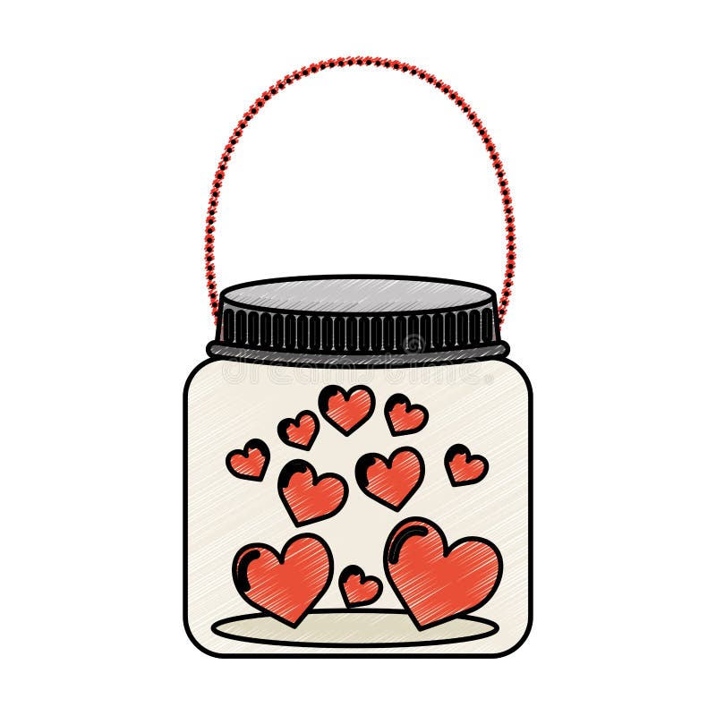 Mason Jar with Hearts Isolated Icon Stock Vector - Illustration of ...
