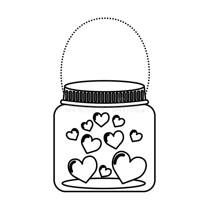 Mason Jar with Hearts Isolated Icon Stock Vector - Illustration of ...