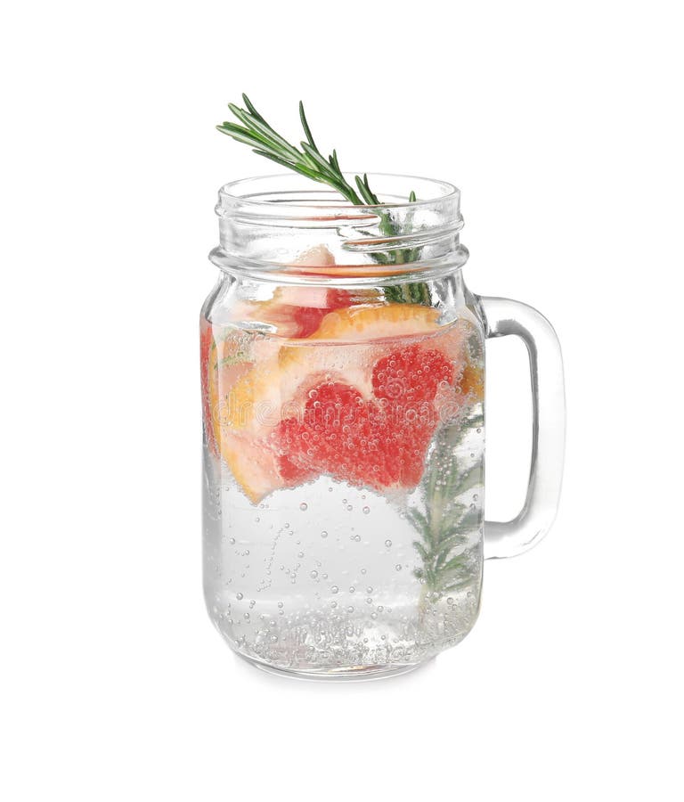 Mason Jar of Infused Water with Grapefruit Slices Stock Photo - Image ...