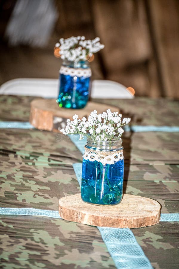 Mason Jar Style Center Piece for Table Placement Stock Image - Image of ...