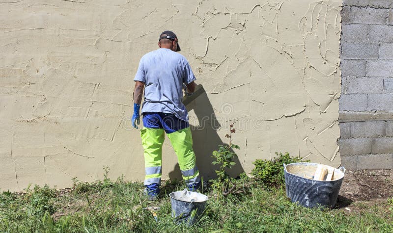 Mason making his job editorial stock photo. Image of industrial - 94736243