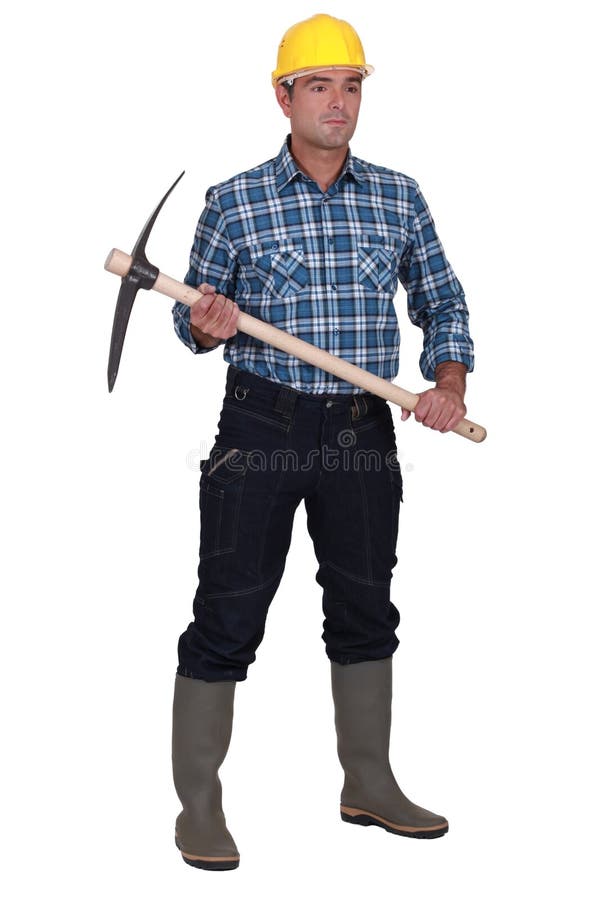 Mason with pick axe stock image. Image of pick, strongman - 31128637