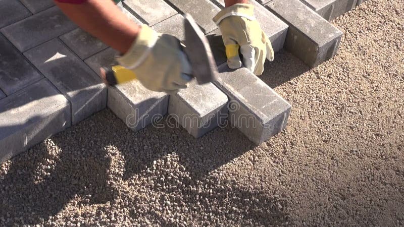 Sidewalk Pavement Construction Works in Istanbul . Stock Video - Video ...