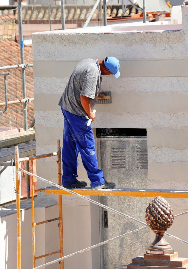 Mason Working on the Construction of a New House Editorial Photo ...