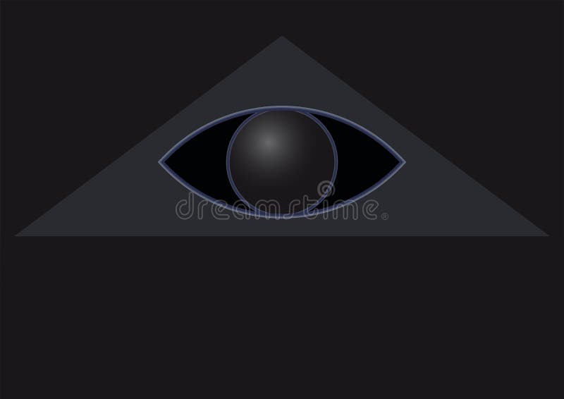 Eye in Triangle on Black stock vector. Illustration of secret - 132811923