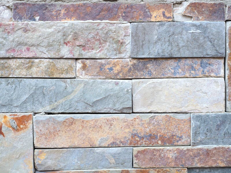 Masonry of Colored Bricks Made of Natural Stone, Wall Surface Texture ...