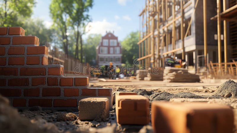 Masonry Construction Site - Detailed Work and Materials Stock ...