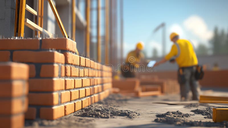 Masonry Construction Site - Detailed Work and Materials Stock ...
