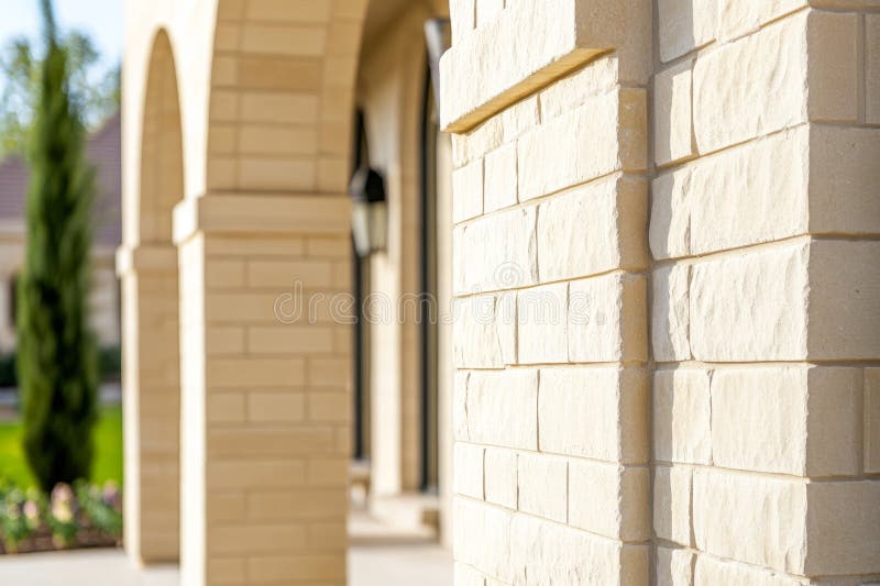 Masonry Stone Wall with Textured Blocks for Exterior Facade Cladding ...