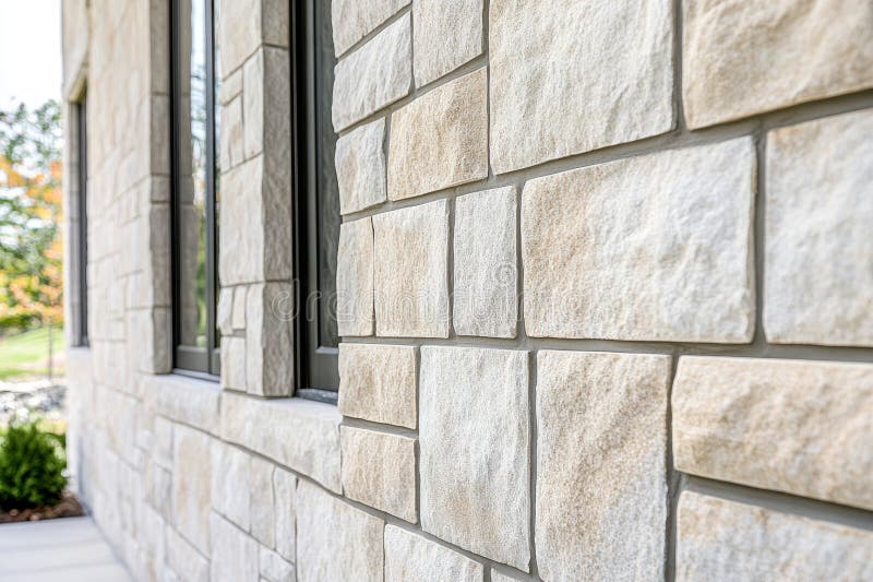 Masonry Stone Wall with Textured Blocks for Exterior Facade Cladding ...