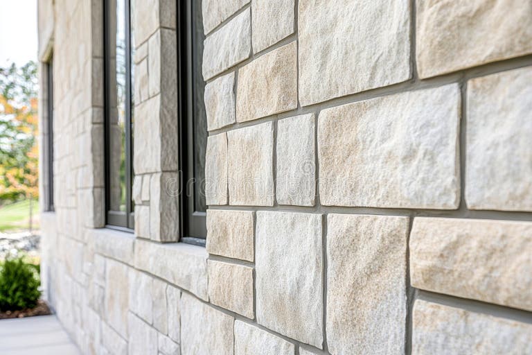 Masonry Stone Wall with Textured Blocks for Exterior Facade Cladding ...