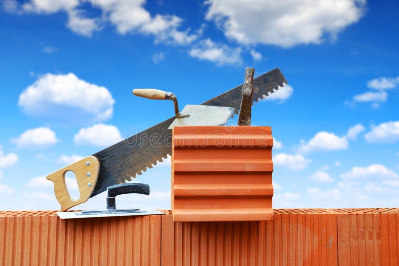 Masonry Tools Used In Building Construction Stock Photo - Image of ...