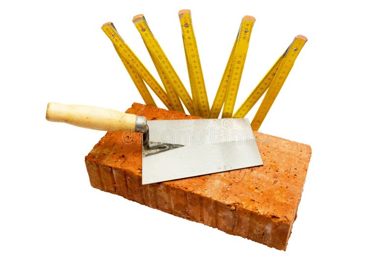 Masonry Tools Isolated on White Stock Photo - Image of tools, meter ...