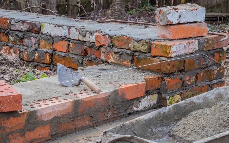 Masonry and Tools, Level, Trowel, Building a House Stock Photo - Image ...