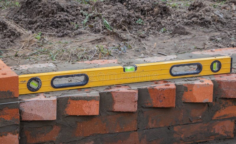 Masonry and Tools, Level, Trowel, Building a House Stock Image - Image ...