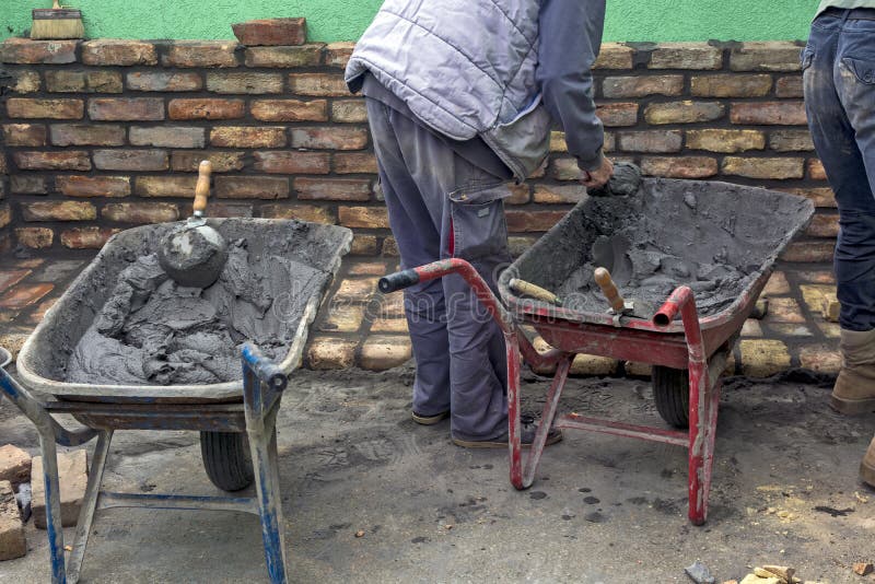 Masonry Trolley, Mortar, and Tools Stock Photo - Image of masonry ...