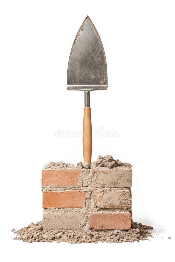 Masonry Trowel on Brick Wall Under Construction Stock Illustration ...