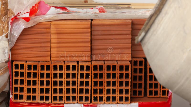 Masonry wall bricks stock photo. Image of equipment - 142463290
