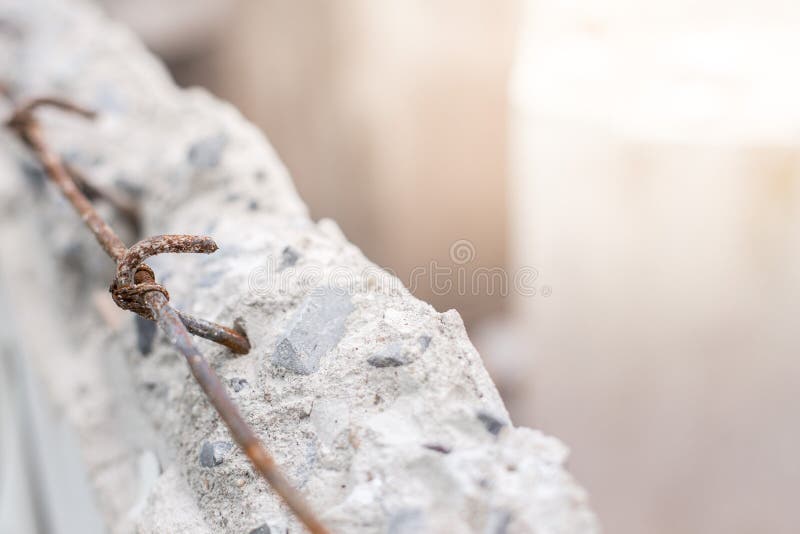 Masonry Wall is Broken and Rust Steel Bar Stock Photo - Image of ...