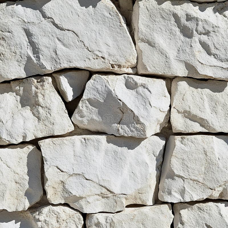 Masonry Wall Constructed with Rough-hewn Limestone Blocks in Bright ...