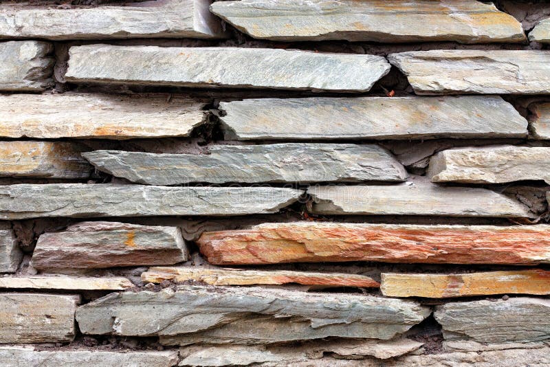 Masonry Wall Made of Pieces of Flat Sandstone Stock Photo - Image of ...