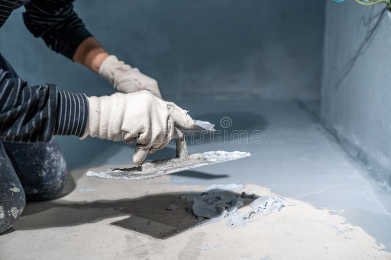 Masonry Work with a Trowel on the Construction Site Stock Photo - Image ...