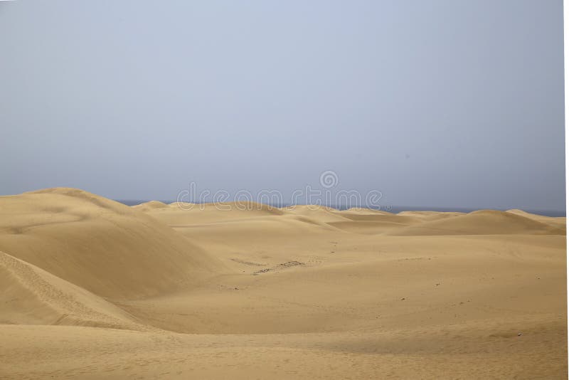 Maspalomas Sand Dunes Panoramic View. Empty Dunes Landscape with No ...