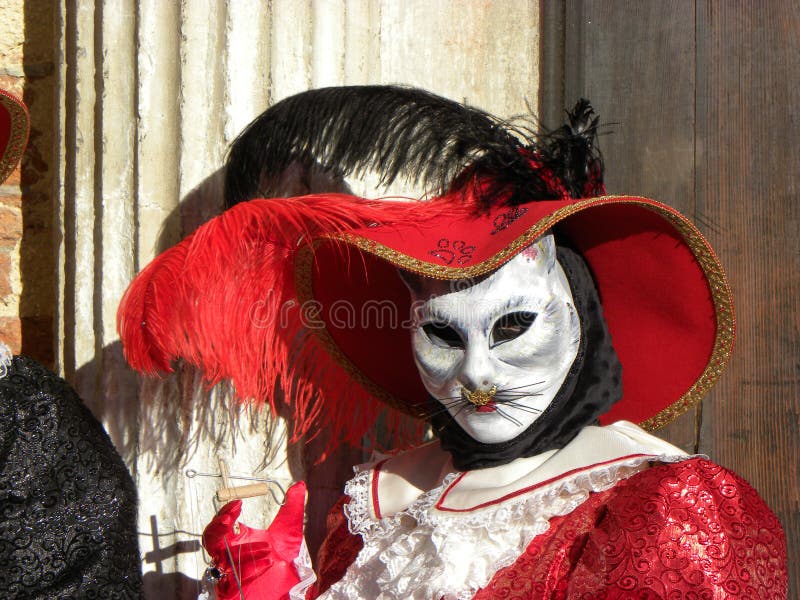 Masque Femelle De Chat Blanc, Carnaval De Venise Photographie éditorial ...