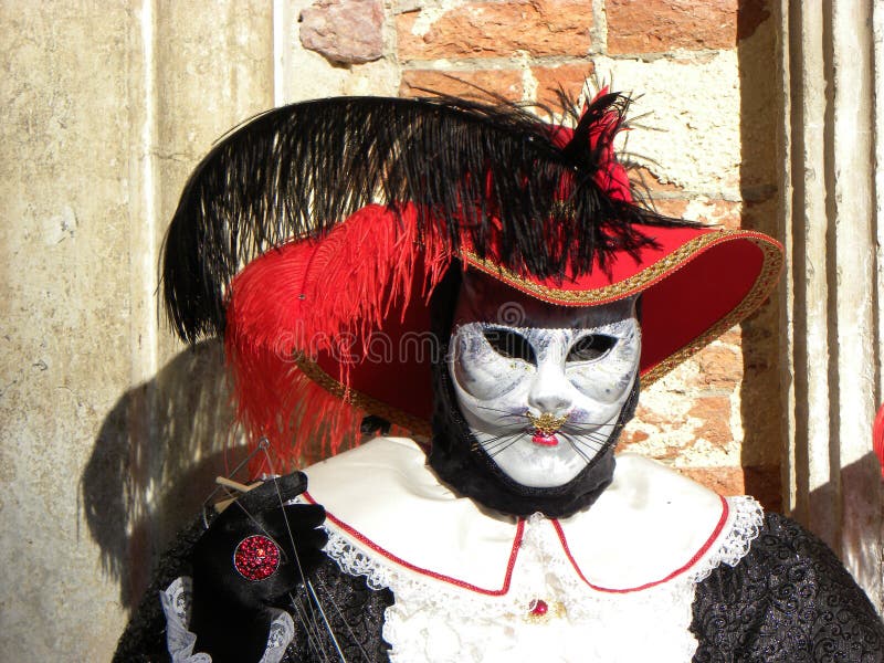 Masque Masculin De Chat Blanc, Carnaval De Venise Image stock éditorial ...