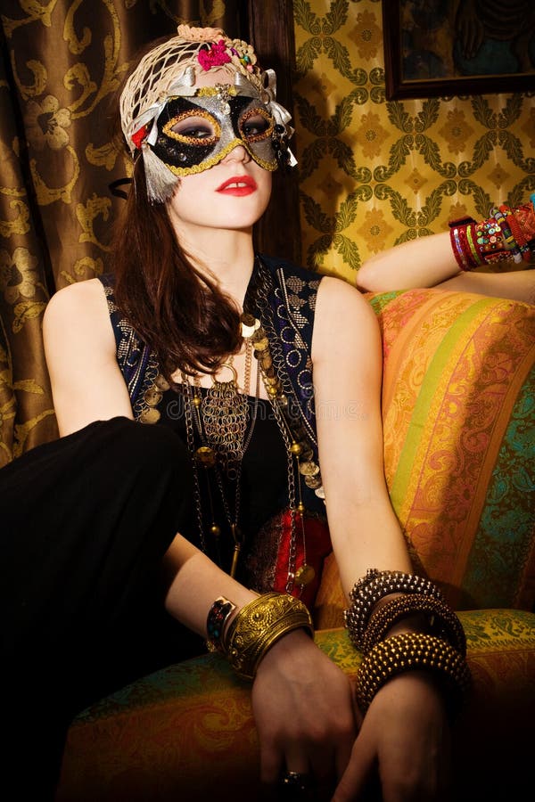 Masked fashion girl stock image. Image of yellow, mask - 13769751