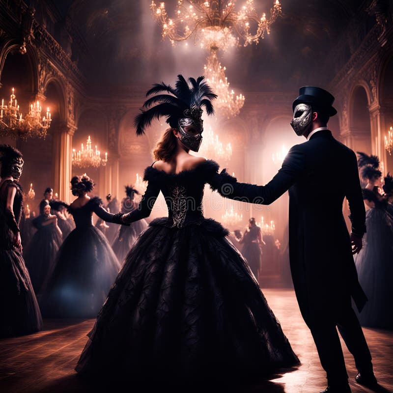 Masquerade Ball Invitation Card with Masks. Stock Vector - Illustration ...