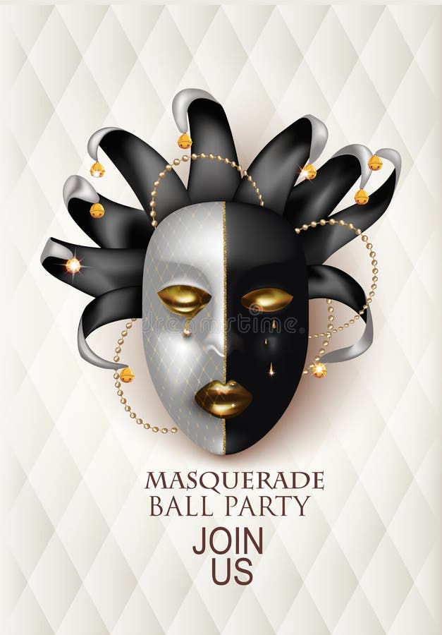 Masquerade Ball Invitation Card with Masks. Stock Vector - Illustration ...