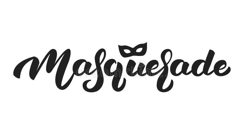 Masquerade Lettering Logo Design with Mask and Hand Written Word Stock ...