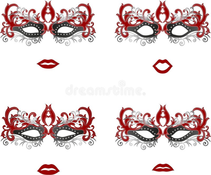Masquerade Mask Different Emotion Set Stock Vector - Illustration of ...
