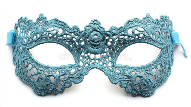A Masquerade Mask Featuring Elegant Blue Glitter Lace is Set Against a ...
