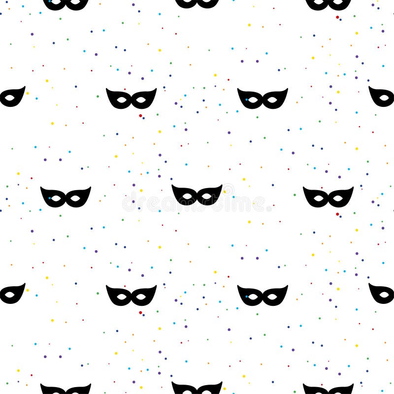 Masquerade Mask Simple Black and White Vector Pattern. Stock Vector ...