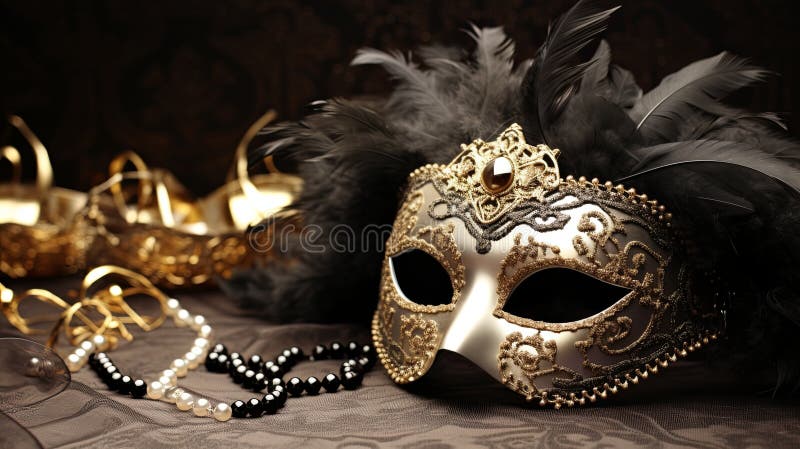 Masquerade Mask Sitting on Top of a Table Stock Photo - Image of unique ...