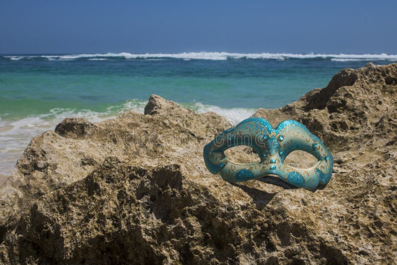 Masquerade Party Mask on Beach View Stock Photo - Image of glitter ...