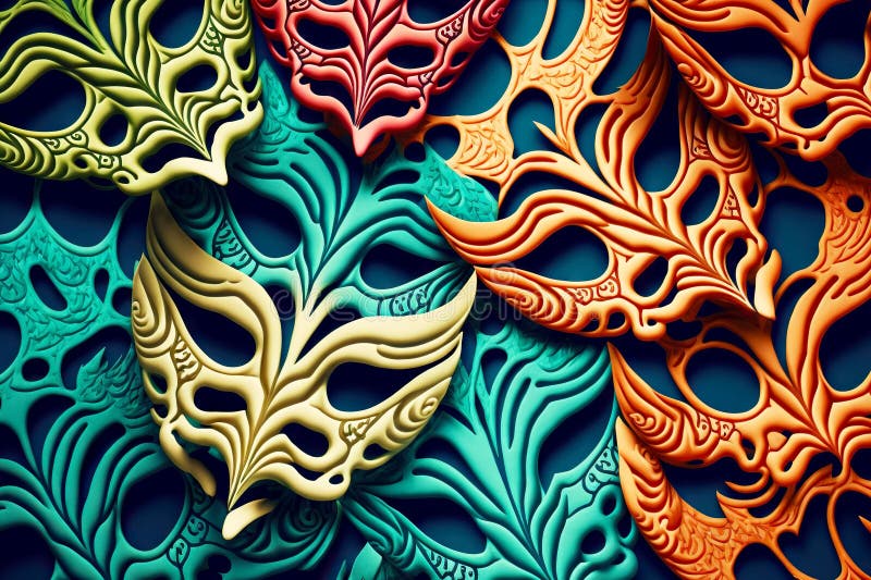 Masquerade Pattern Texture with Carnival Mask Shapes Stock Illustration ...