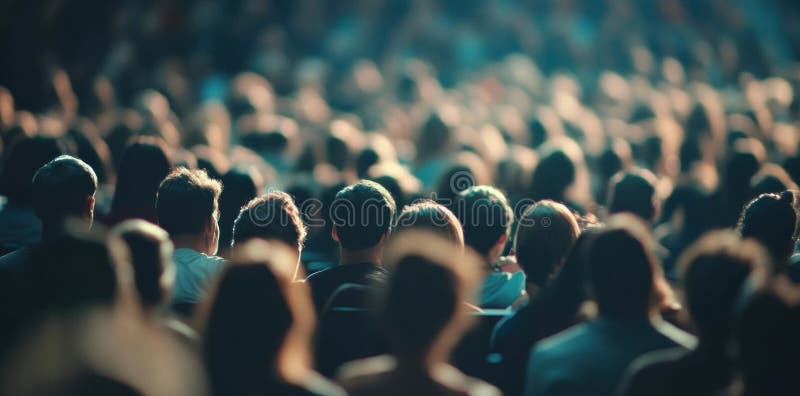 Mass Audience Gathered Together in the Hall with Audience Perspective ...