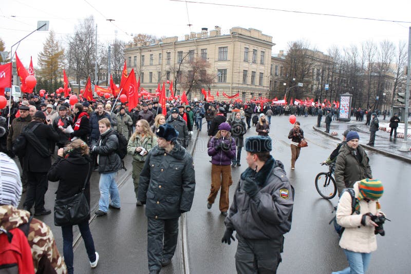 Mass Demonstration of Russian Left on November 7th Editorial Stock ...